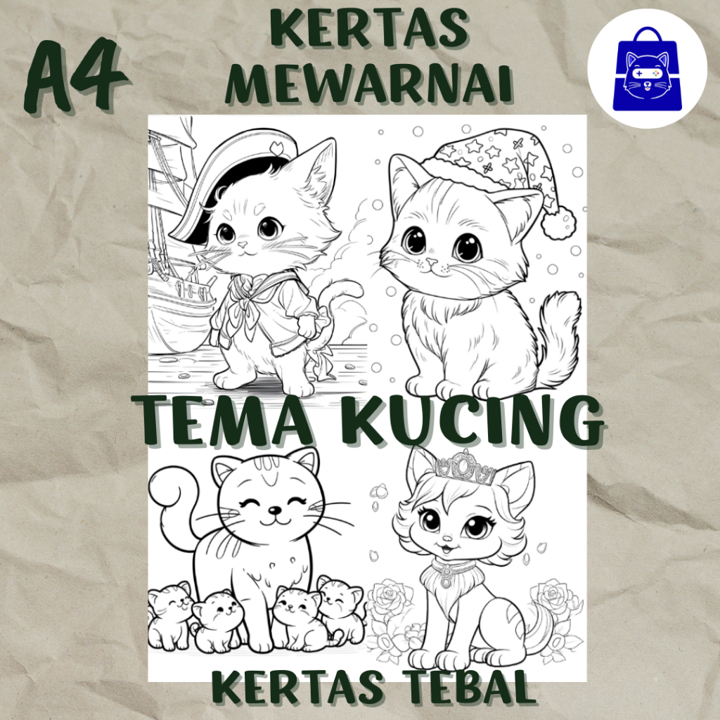 Jual KERTAS MEWARNAI TEBAL UKURAN A4 TEMA KUCING | Shopee Indonesia