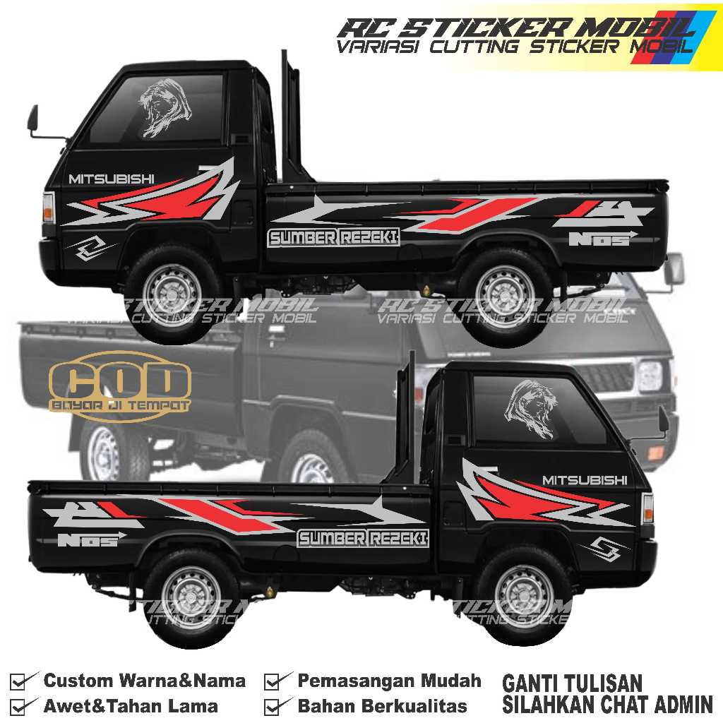 Jual stiker cutting mobil pick up l300 sport stiker list strip mobil ...