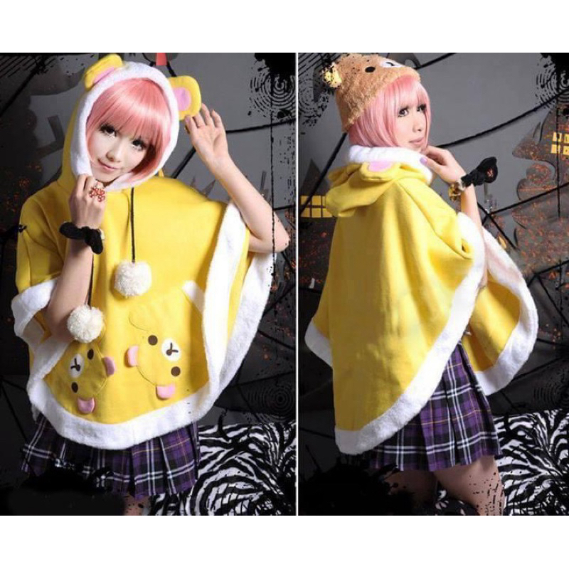 Jual Rilakkuma Poncho / Cape Yellow Coat Hoodie Fluffy Oversized Jacket ...