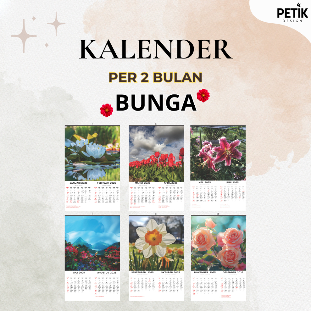 Jual Kalender Dinding Bunga 2025 6 Lembar Klem | Shopee Indonesia