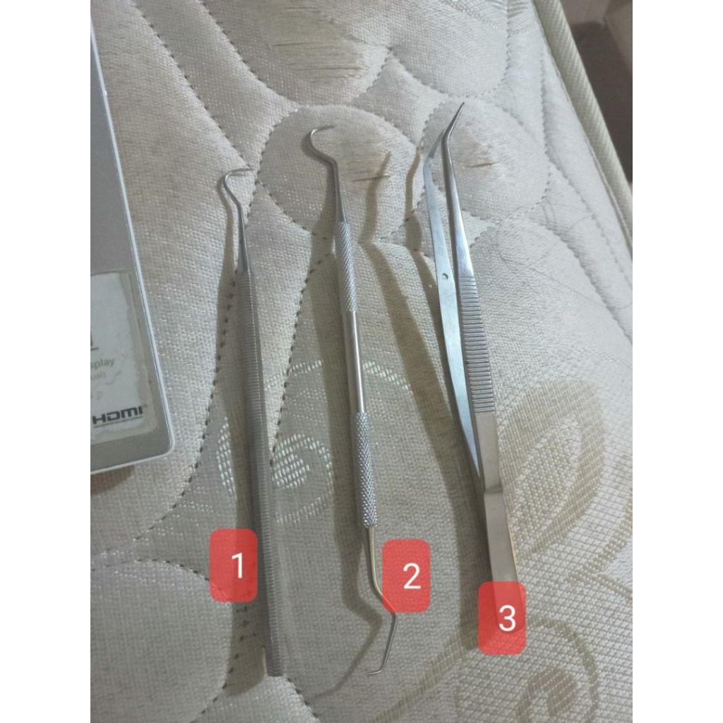 Jual Alat standar dental/ sonde 2 sisi/sonde halfmoon/pinset | Shopee ...