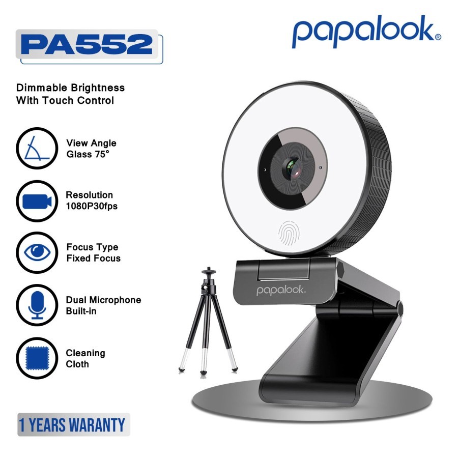 Jual PAPALOOK Webcam 1080P 30FPS Full HD with Microphone and Tripod ...