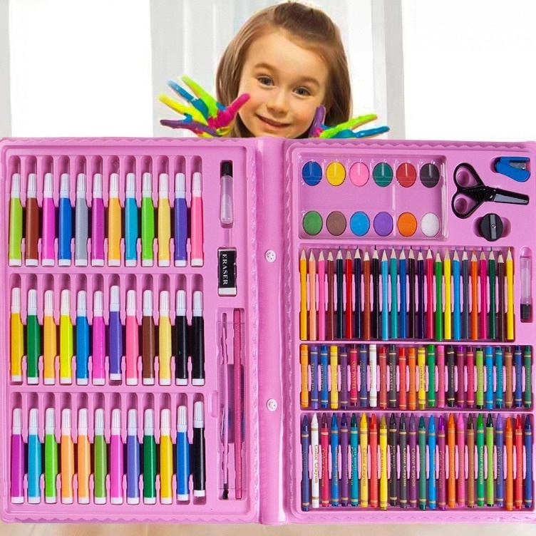 Jual KODE H77L Crayon Anak Set Koper 15 in 1 Crayon Mewarnai dan ...