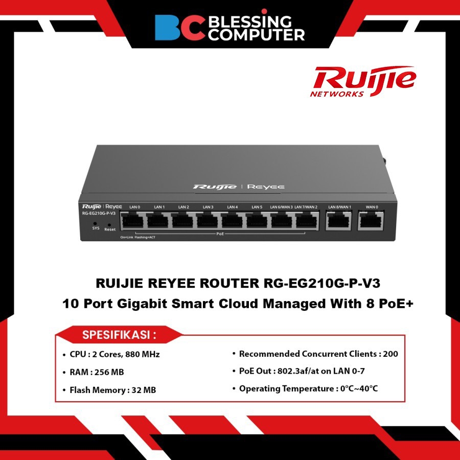 Jual RUIJIE REYEE ROUTER RG-EG210G-P-V3 10 Port Gigabit Smart Cloud ...