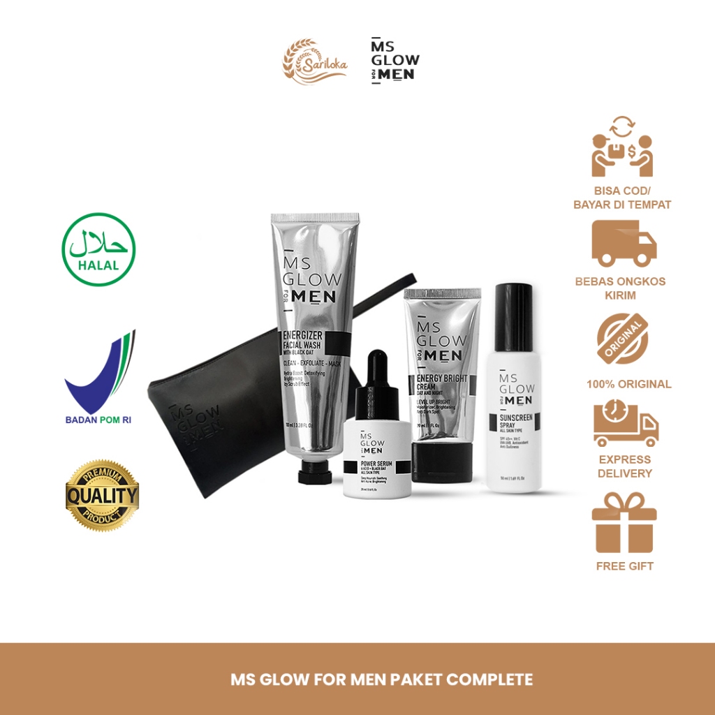 Jual MS Glow for Men Skincare Pria Paket Perawatan Wajah Original MS ...