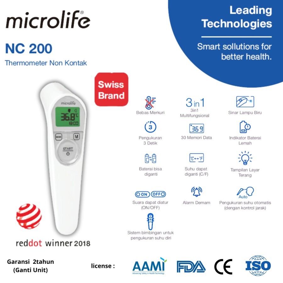 Jual MICROLIFE TERMOMETER DIGITAL NC 200 FR1DG1 - TERMOMETER NON ...