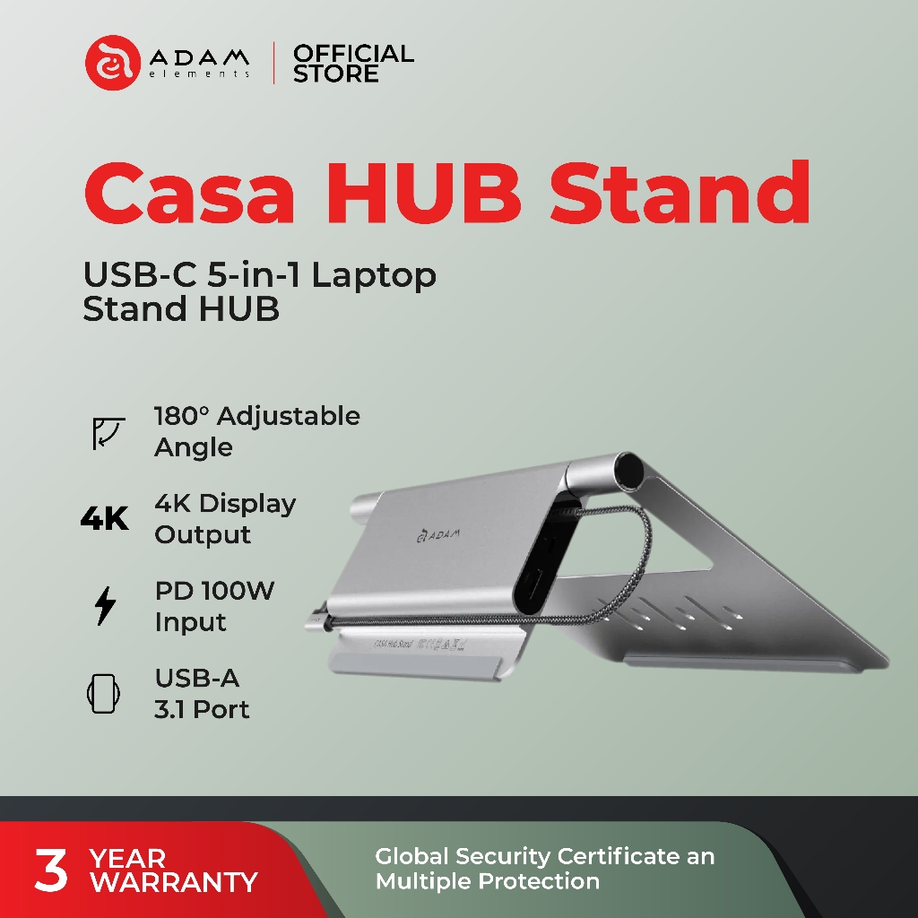 Jual ADAM elements CASA Hub Stand USB-C 5-IN-1 Laptop Stand Hub - Grey ...