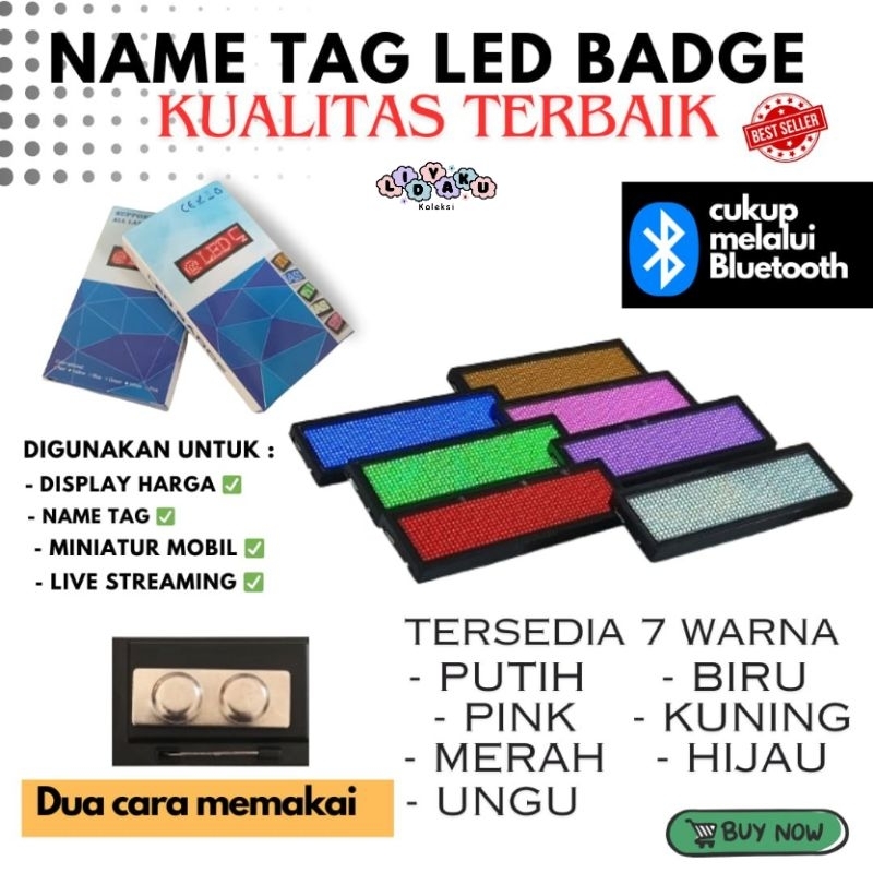 Jual Nametag LED Mini Custom Bluetooth / Papan lampu Miniatur / Name tag LED Elektronik ...