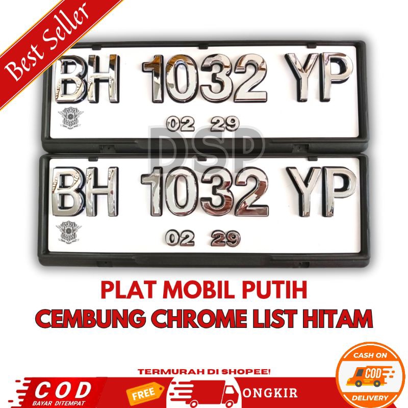 Jual Plat Mobil Timbul Mewah Termurah - Cembung Chrome List Hitam ...