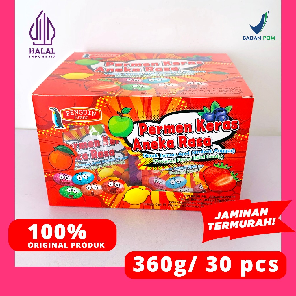 Jual PERMEN KERAS ANEKA RASA 360G ISI 30 PCS PENGUIN HALAL | Shopee ...
