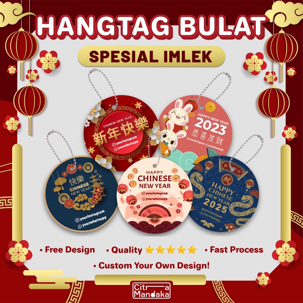Jual Hang Tag Custom Imlek 2025 Bulat Souvenir 1 Sisi Free Design Label ...