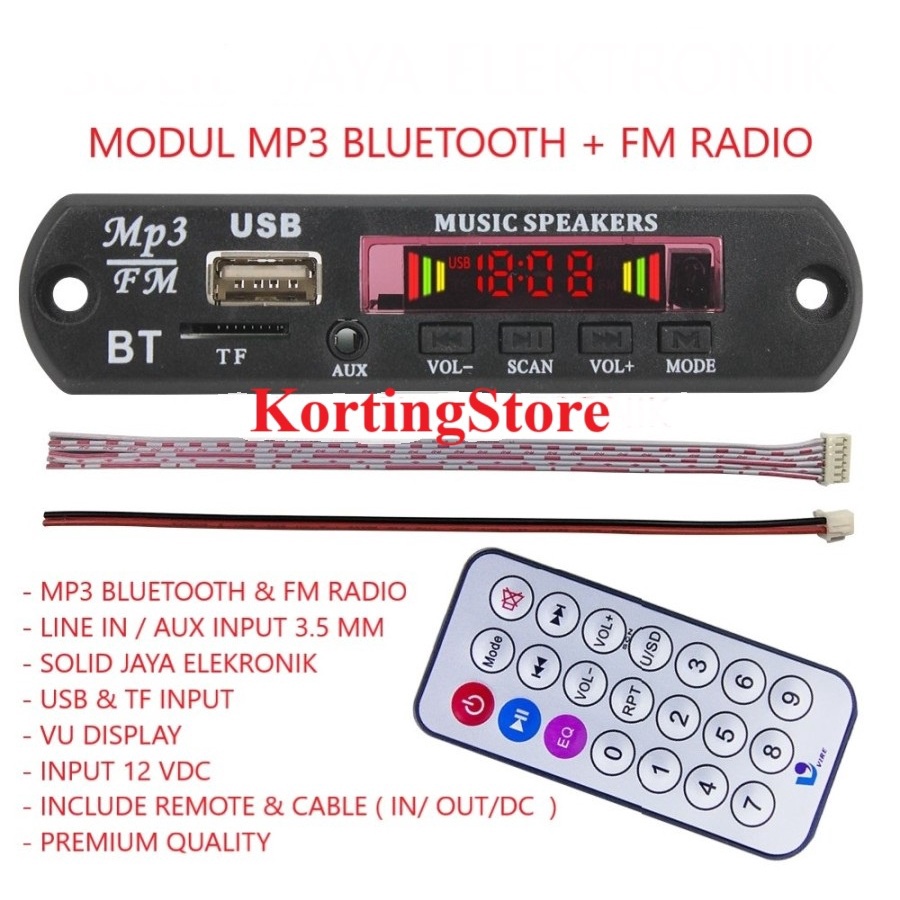 Jual Modul Mp3 Player Bluetooth KIT Tape Mobil Wireless USB FM Radio TF ...