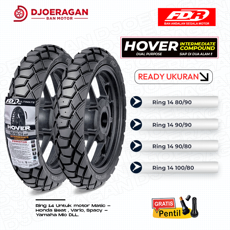 Jual Paket BAN MOTOR MATIC FDR HOVER Ring 14 80/90 90/90 90/80 100/80 ...