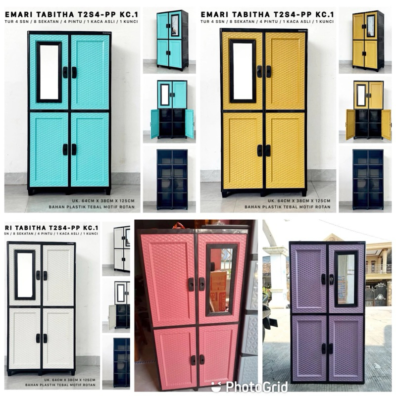 Jual Lemari Tabitha click T2S4 PP cermin kunci lemari pakaian exel ...