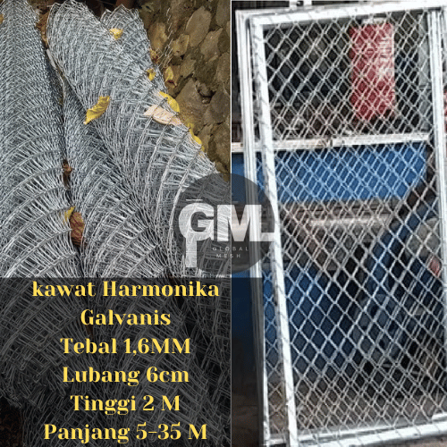 Jual Kawat Pagar Harmonika Galvanis 1,6MM Tinggi 2Meter Lubang 6CM (PER ...