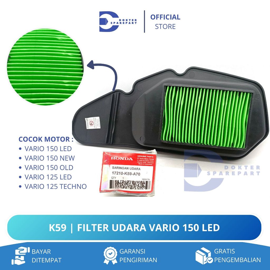 Jual K59 FILTER UDARA VARIO 150 LED NEW / VARIO 125 / SARINGAN UDARA ...