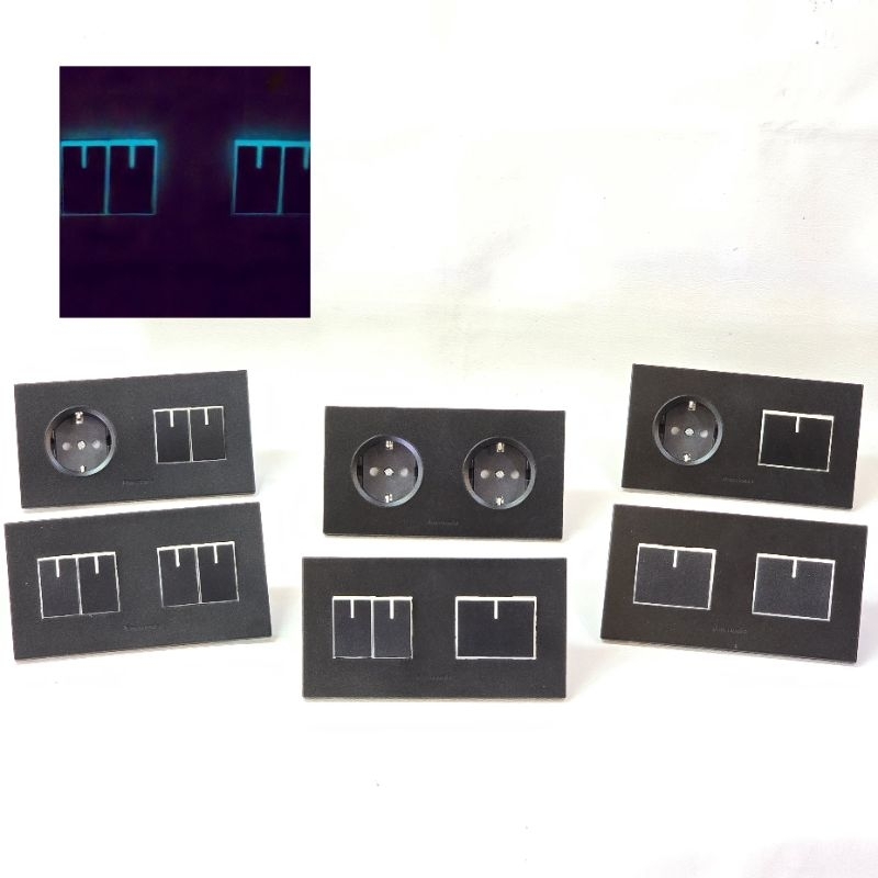 Jual PANASONIC STYLE E HITAM KOTAK 2 GANG 4 DEVICE SAKLAR SERI GANDA ...