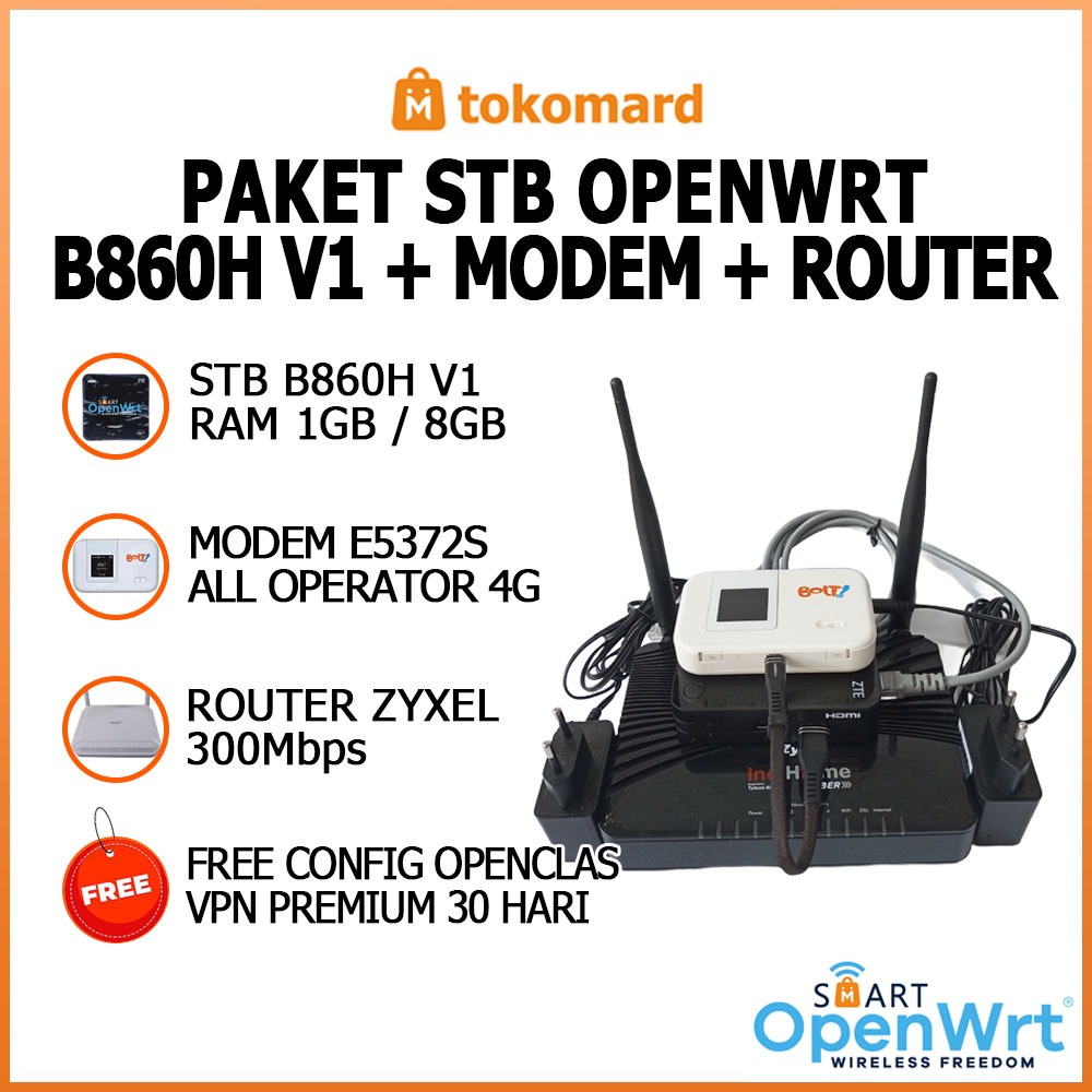 Jual STB OpenWrt Paket Lengkap STB B860H V1 dan Modem Bolt E5372s ...
