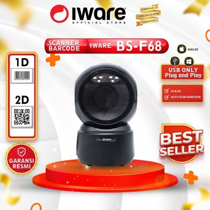 Jual Omni Barcode Scanner IWARE BS-F68 F68 2D Auto Scan, QR code & Barcode | Shopee Indonesia