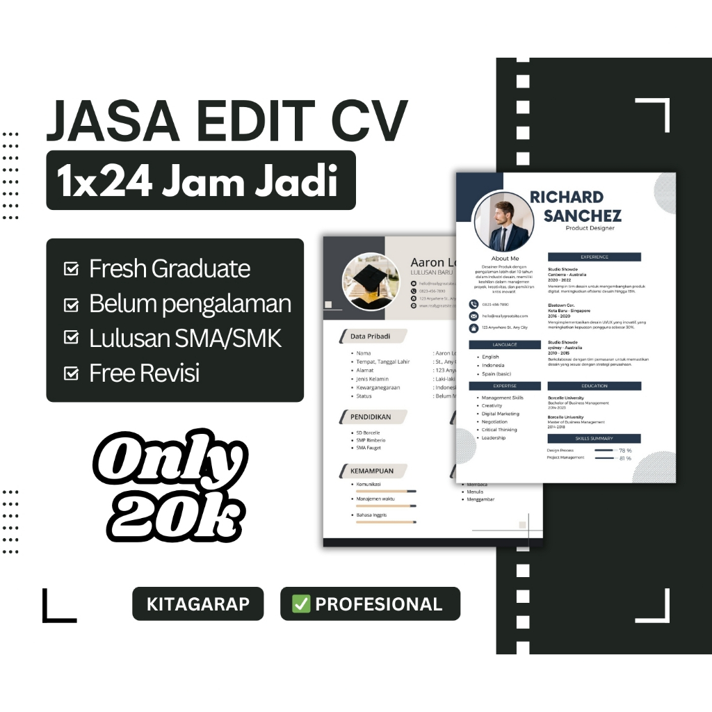 Jual Jasa Desain CV / Design Curriculum Vitae Profesional | Shopee ...