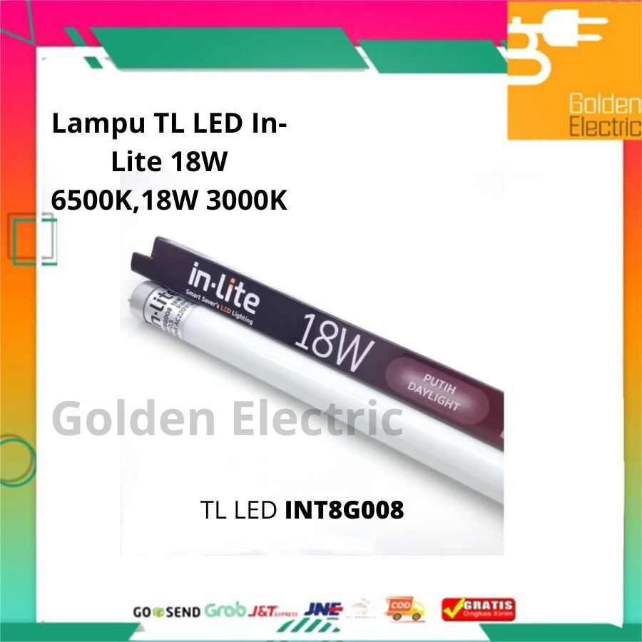 Jual Lampu TL LED Inlite 18W Putih,Kuning 120Cm INT8G008 Cool Daylight ...