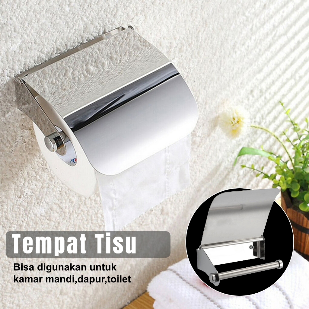 Jual Homeneeds Tempat Tisu Toilet Gulung Bahan Stainless Warna Silver ...