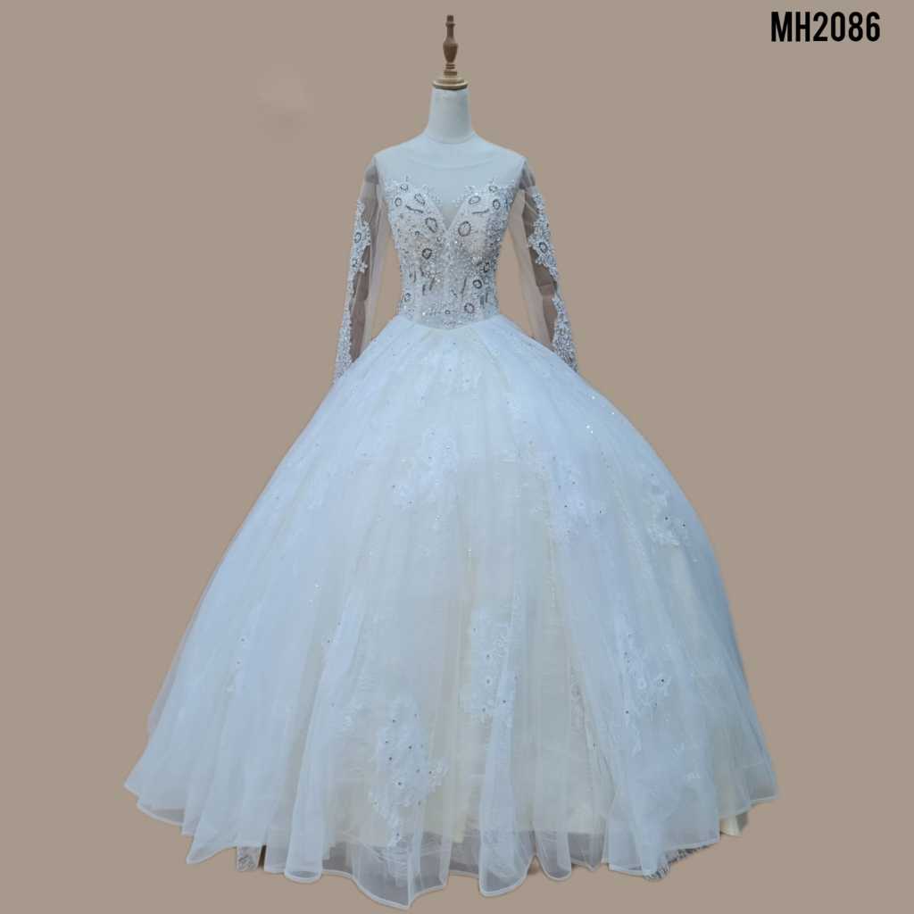 Jual Gaun Pengantin Longdress & Ekor Premium Mewah MH2086 | Shopee ...
