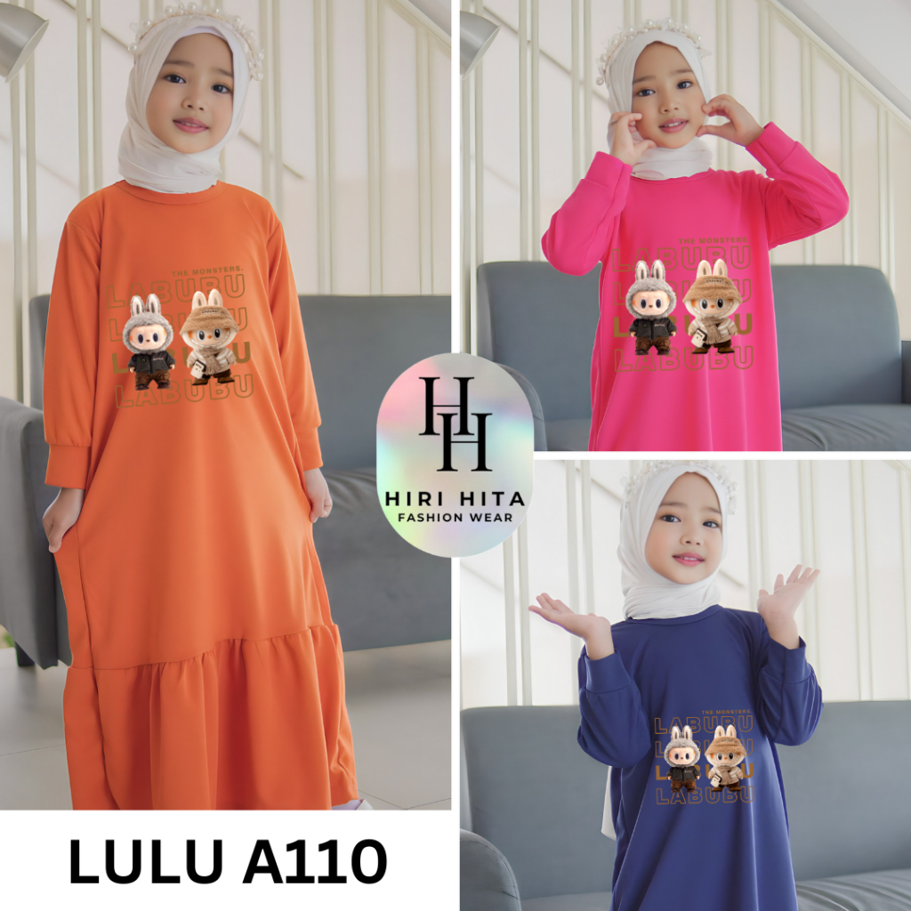 Jual Hirihita A110 Baju Gamis Lulu Anak Perempuan Monster Labu Labu ...