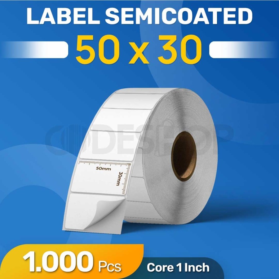 Jual Label Barcode Semicoated 50 X 30 mm Kertas Stiker 50X30 Isi 1000 pcs | Shopee Indonesia