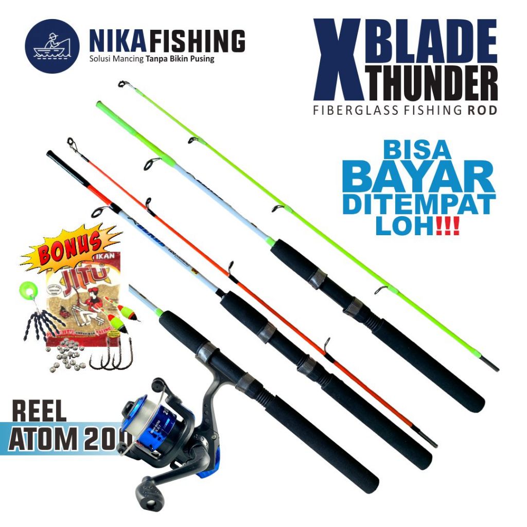 Jual Set Alat Pancing Siap Pakai Joran Spinning 6-12lb Fiber Solid Drag ...