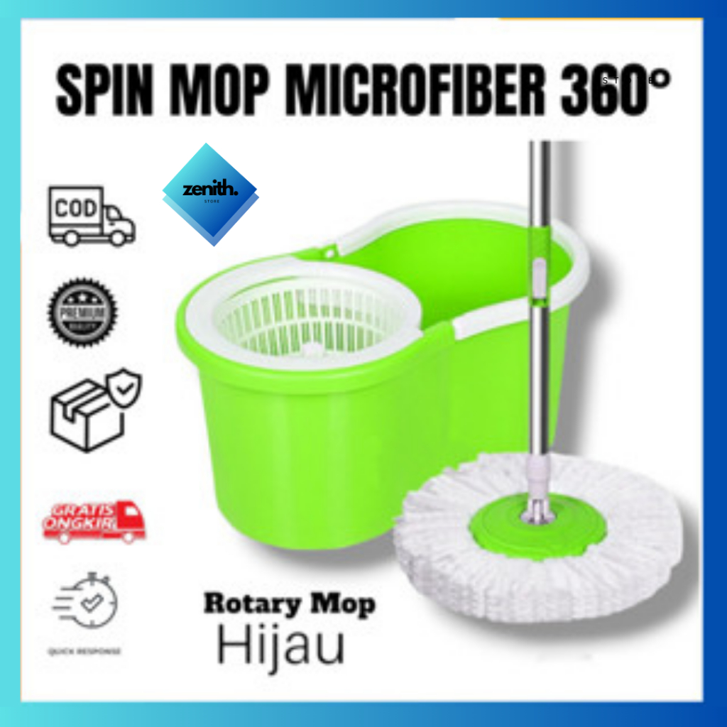 Jual Zenith - IDOLA Alat Pel Lantai Spin Mop Stainless Kain Fiber / Pel ...