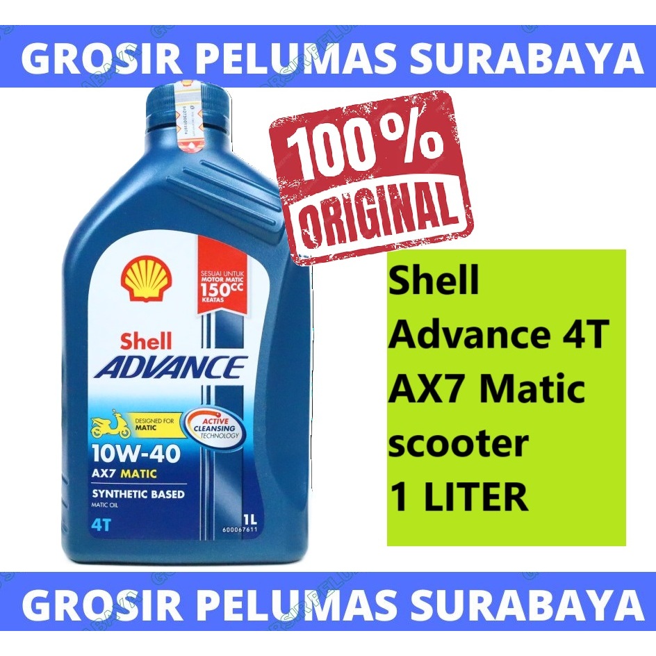 Jual Original SCAN Barcode Oli Motor Matic besar shell advance 4T scooter AX7 1liter 1ltr Shell ...