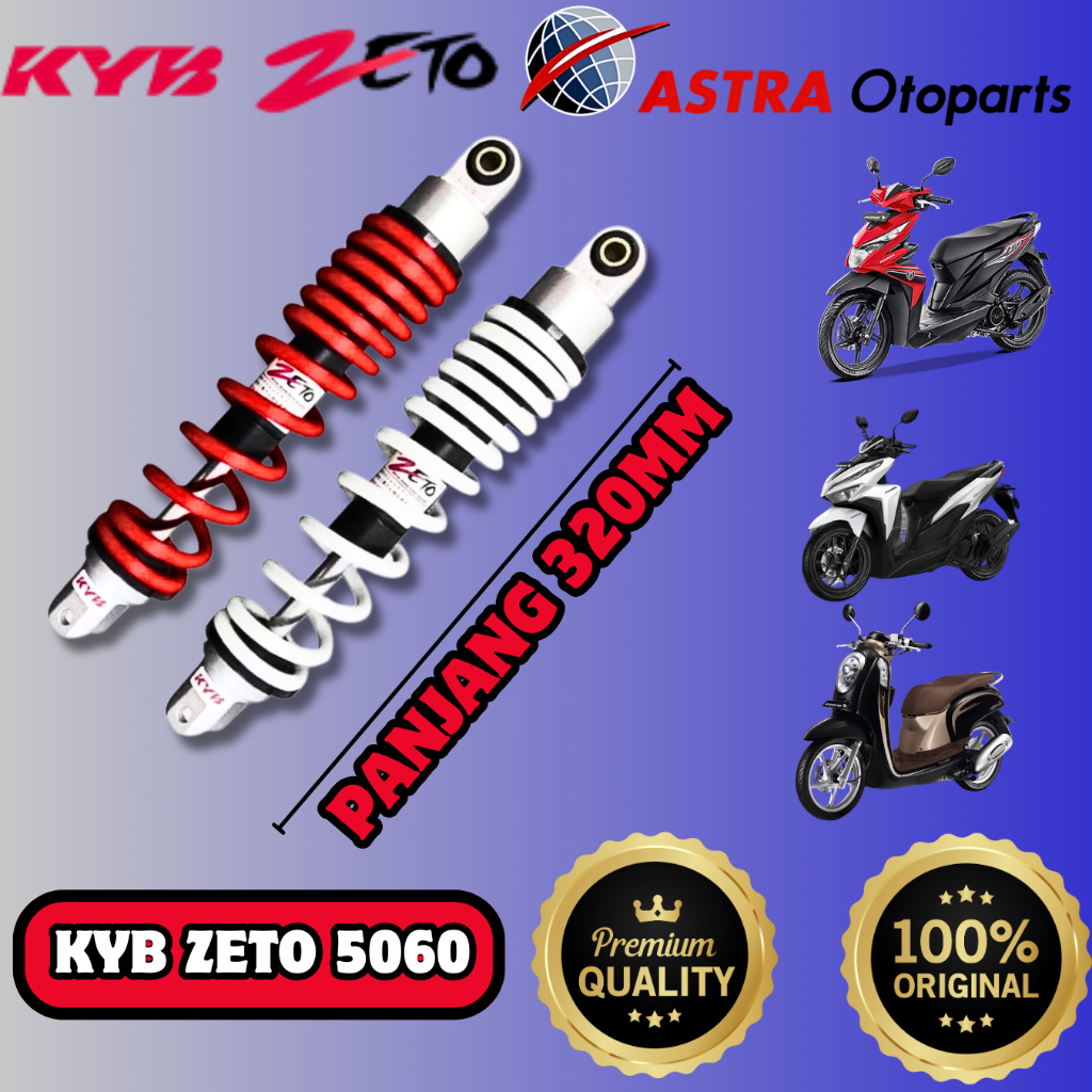 Jual SHOCK BREAKER KYB KAYABA ZETO ZT 5060 - 320 MM ORIGINAL UNTUK MOTOR HONDA BEAT FI BEAT POP ...