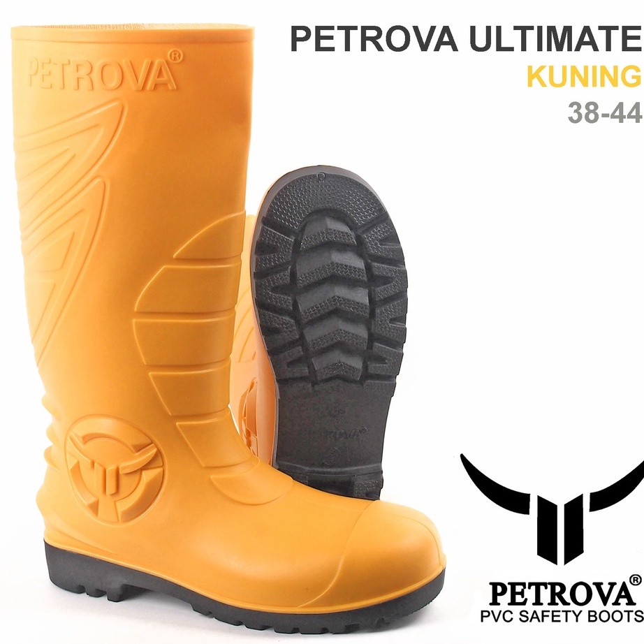 Jual Petrova Sepatu Boots Ultimate Yellow PVC Steel Toe Cap Anti Static ...