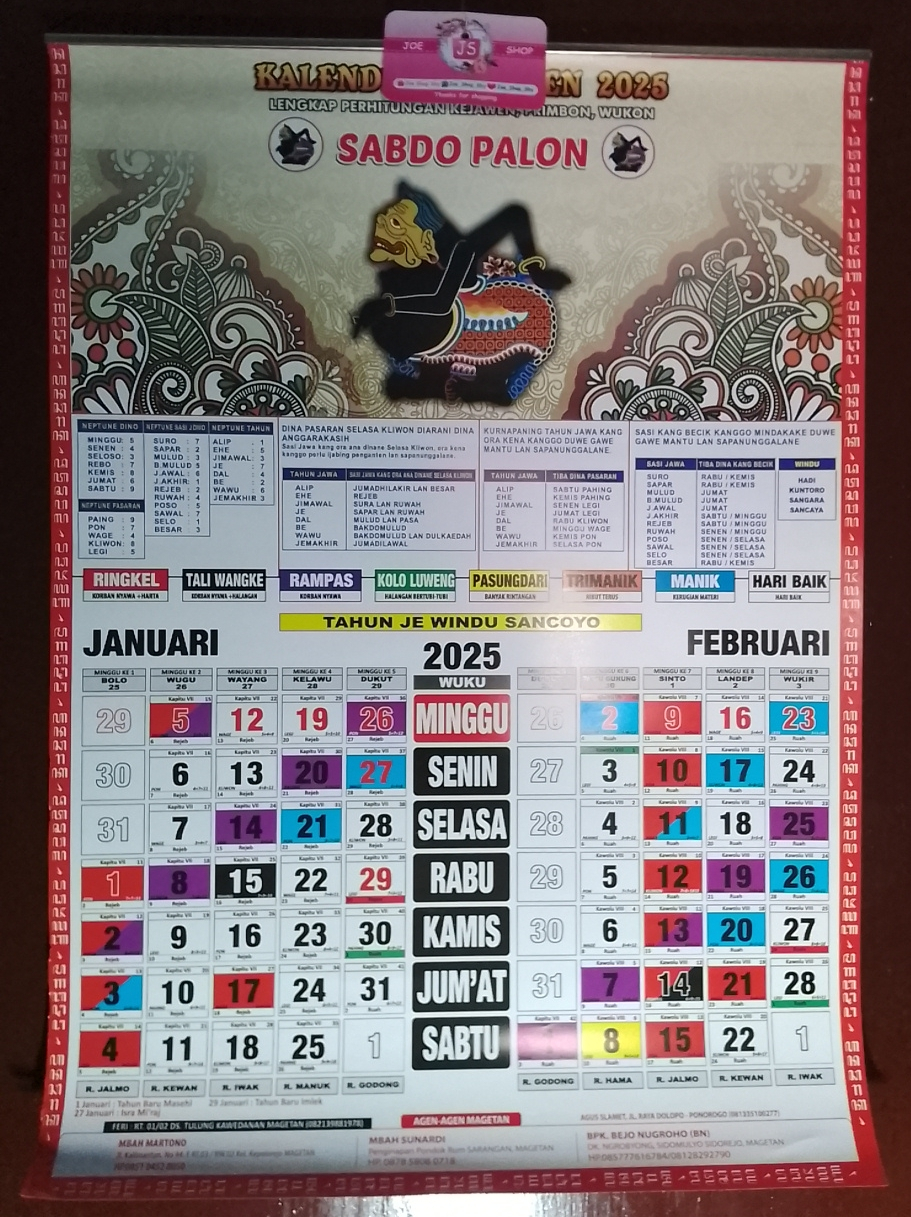 Jual Pre Order - Kalender primbon jawa 2025 sabdo palon jumbo | Shopee ...