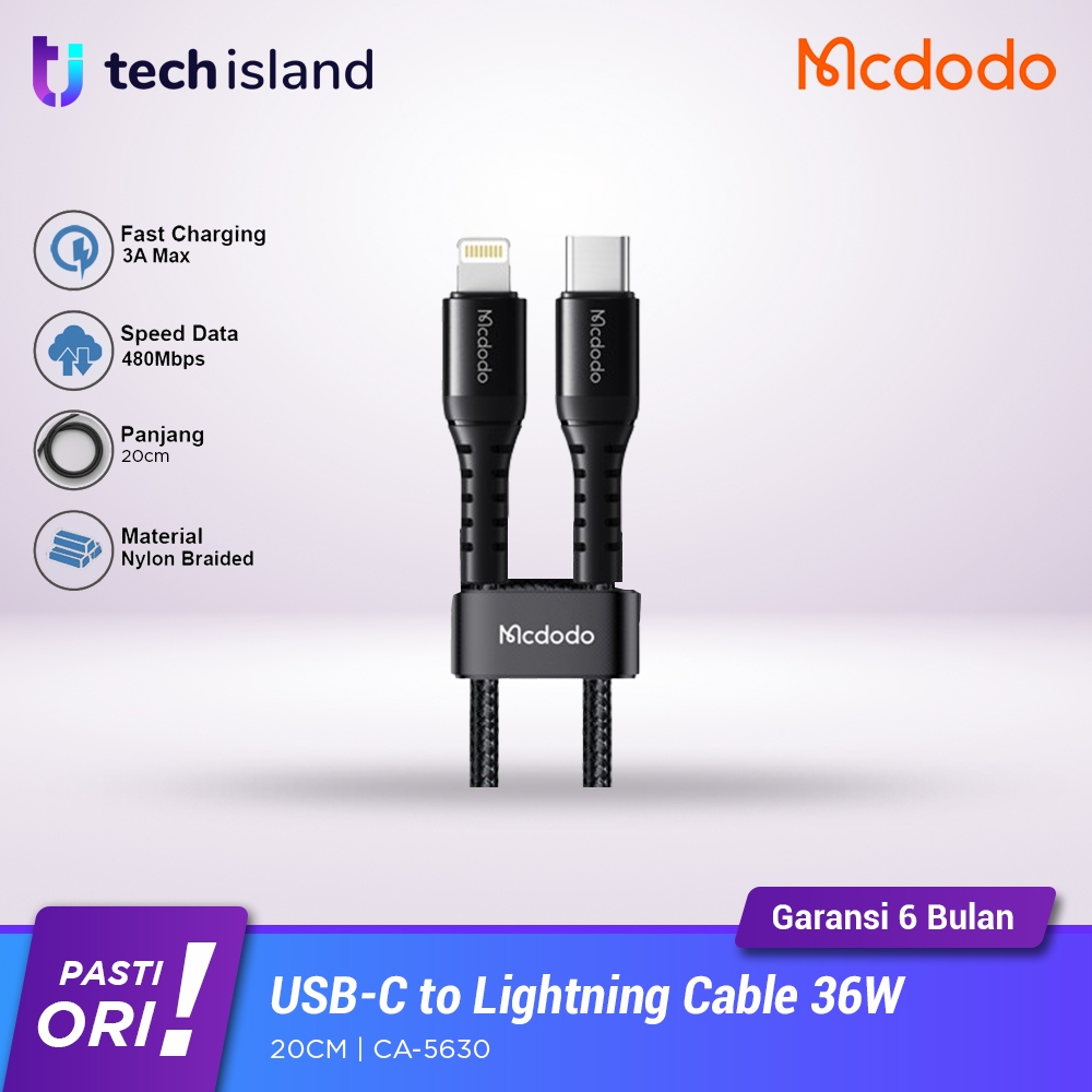 Jual Mcdodo Kabel Data USB-C to Lightning Pendek 36W 3A 20CM Kabel Data ...