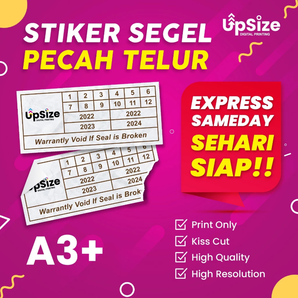 Jual CETAK STIKER SEGEL PECAH TELUR / SECURITY Uk. A3+ ( 32.5 x 48.5 Cm ...