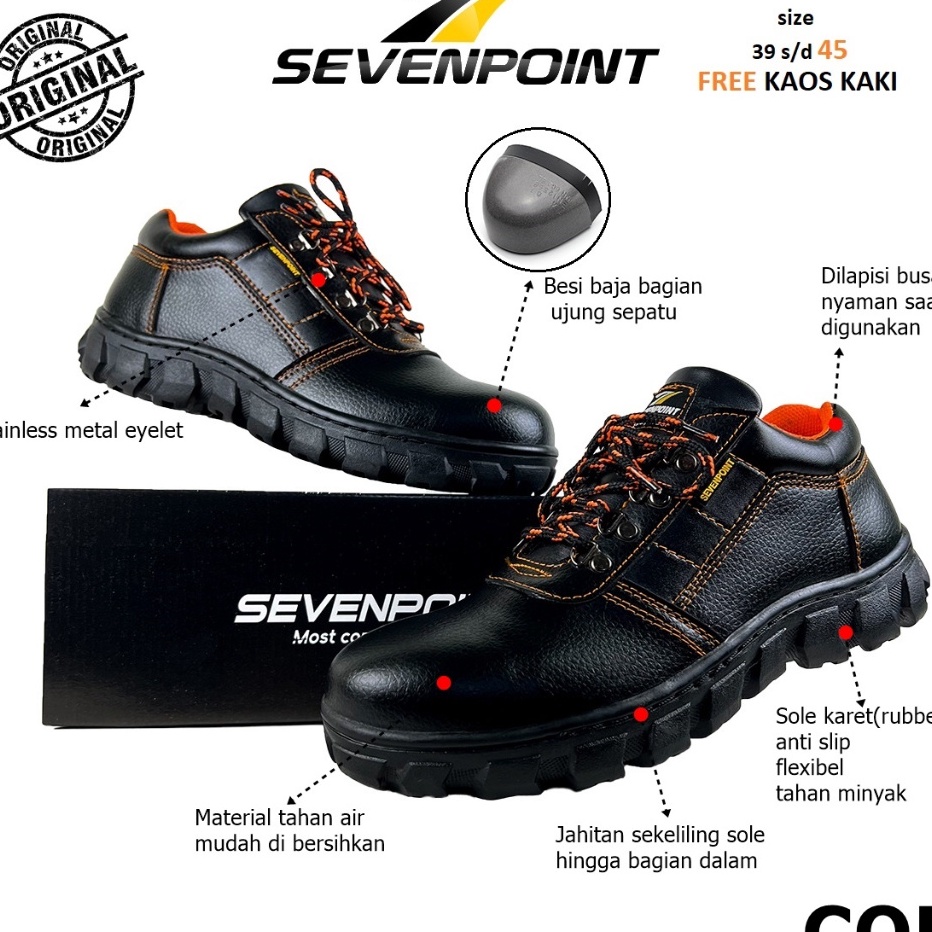 Jual Sepatu Safety Pria Wanita ginal Sevenpoint Ujung Besi Proyek ...