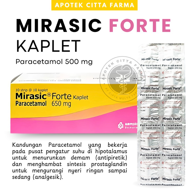 Jual MIRASIC FORTE KAPLET 650 MG Per 1 Strip Isi 10 Kaplet - Pereda ...