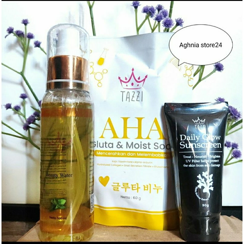 Jual TAZZI PAKET 3IN1 SUNCREEN+SABUN+BEAUTY WATER | Shopee Indonesia
