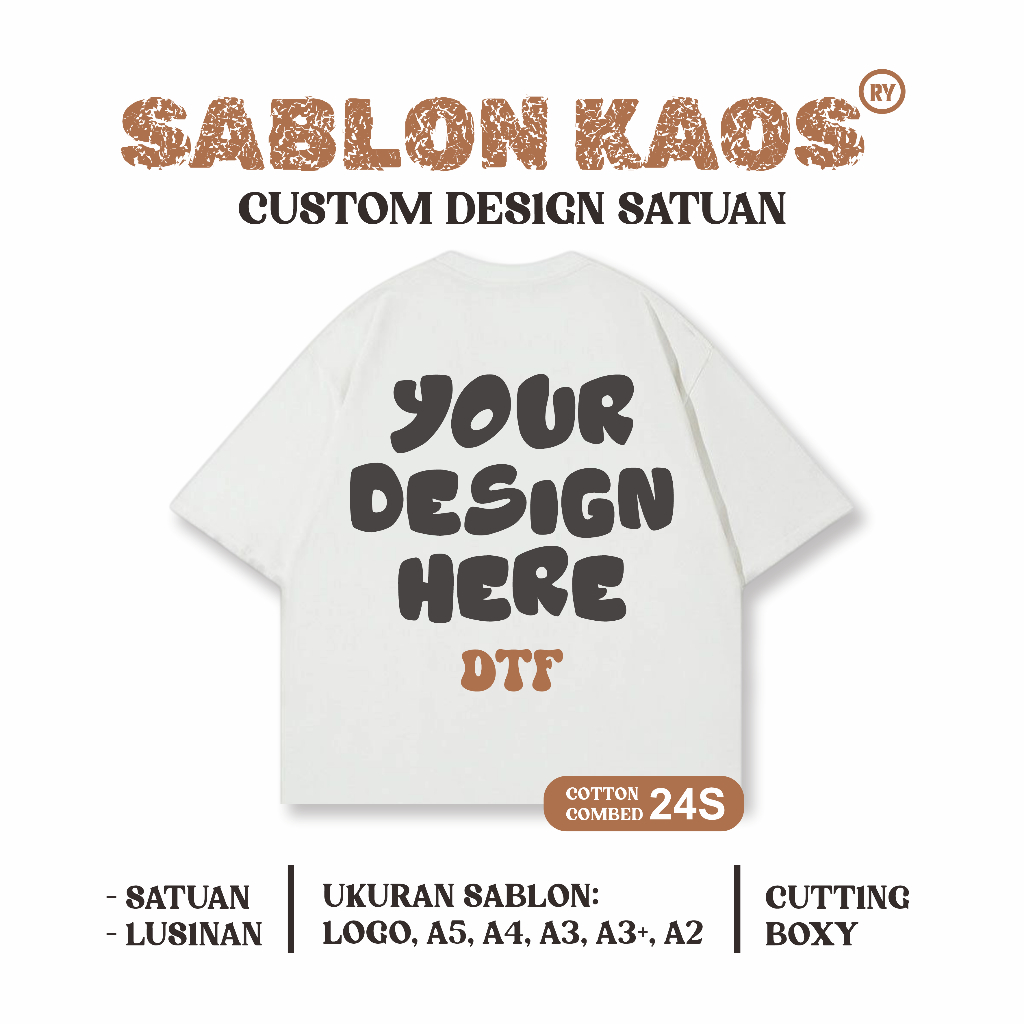 Jual Kaos sablon custom satuan boxy DTF premium baju sablon cotton combed 24s design suka suka ...