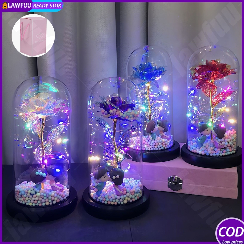Jual LED Bunga Mawar Rose Lampu Glass Dome Hias Lampu Hiasan Ruangan ...