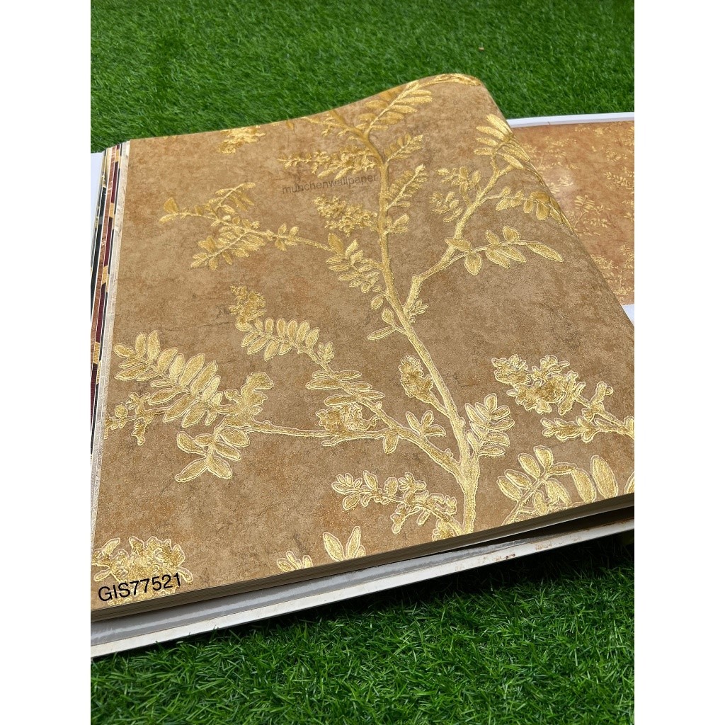 Jual Wallpaper Dinding Ranting Daun Pohon Gold Cream Putih Gading ...