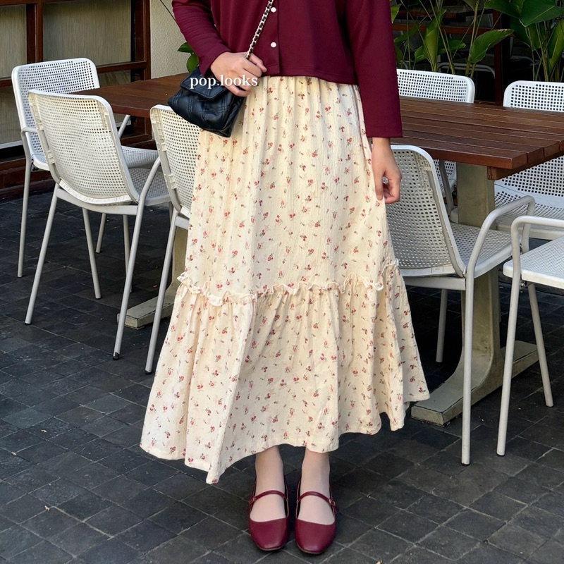 Jual RUBY SKIRT - pop.looks | rok ruffle motif bunga floral | Shopee ...