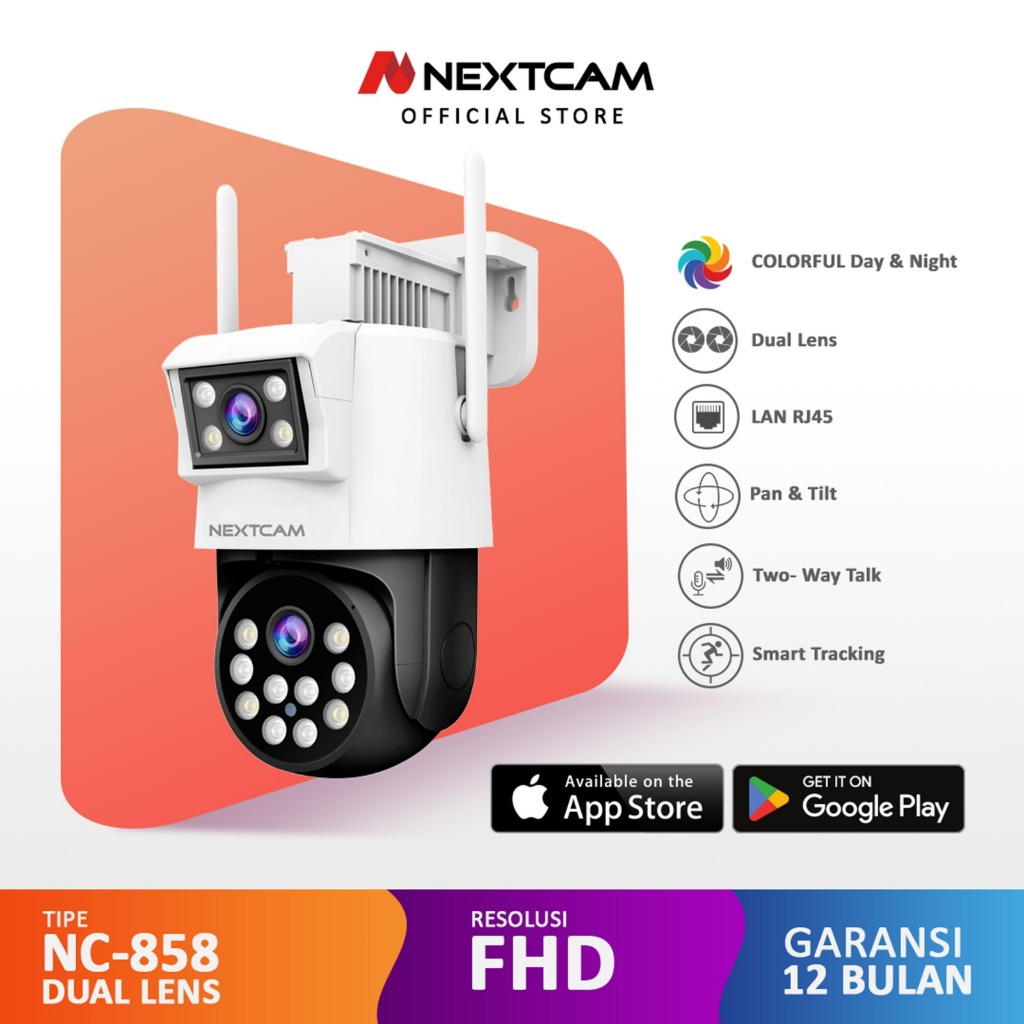 Jual Nextcam Kamera cctv Wireless Wifi Outdoor Dual Lens Dual camera PTZ bisa putar Colorful ...