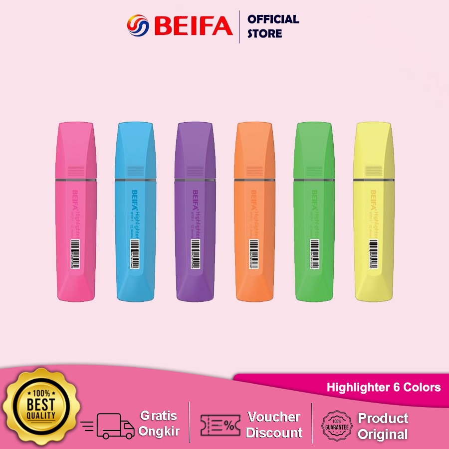 Jual Beifa Highlighter HY511 – Penanda Teks Warna Cerah, Ujung Lebar ...