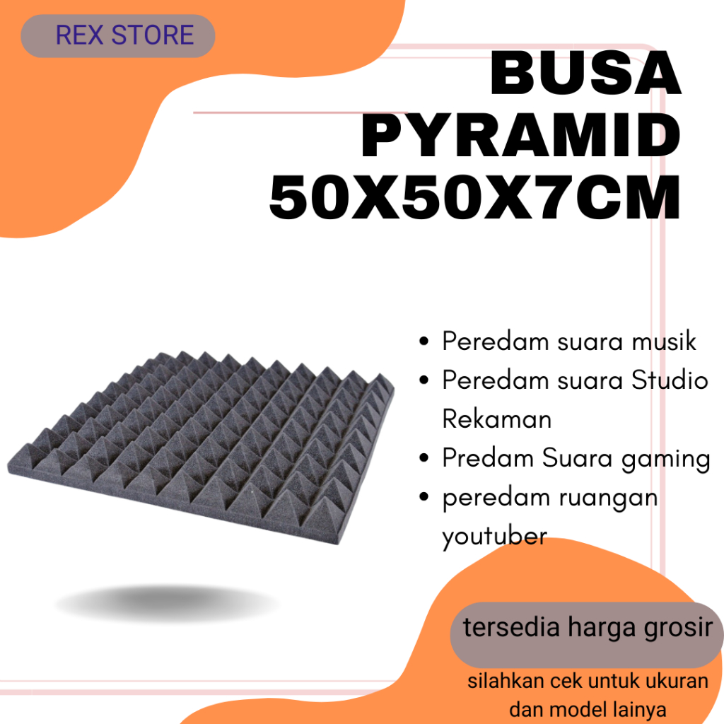 Jual Busa Pyramid Peredam Suara Ruangan Acoustic- 50 x 50 x 7 CM | Shopee Indonesia