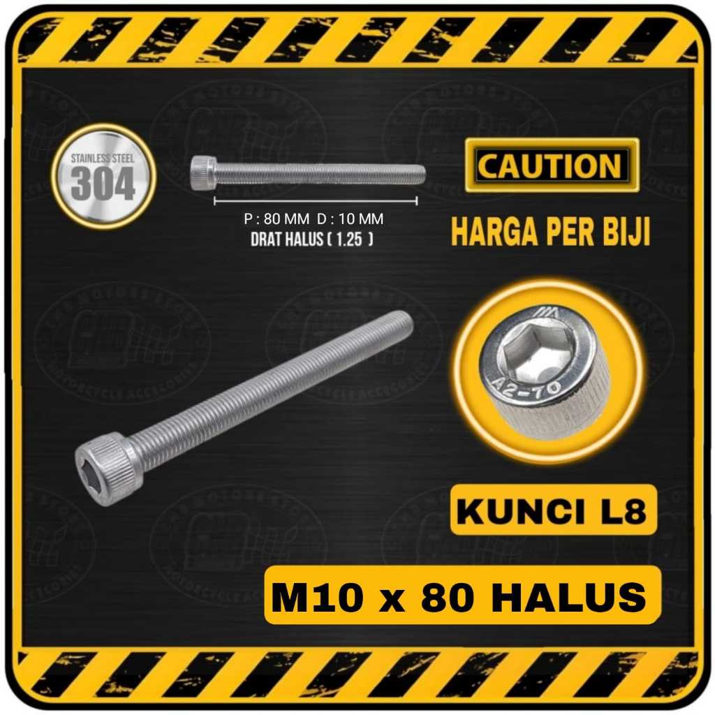 Jual Baut L STAINLESS M10 x 80 | M10x80 Drat Halus ( Setara Baut Kunci ...