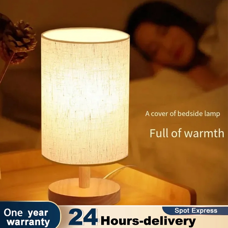 Jual Lampu Meja LED Tekstil Kayu Kap Lampu Kain Table Lamp Pelindung ...