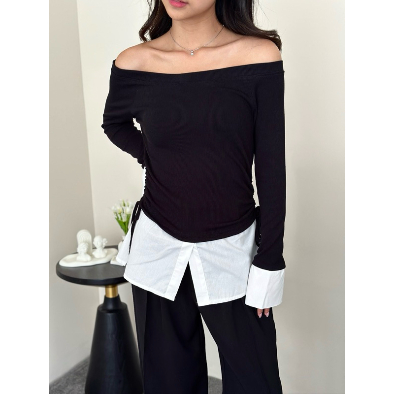 Jual ASOKA Chava Top 3149 - Knitwear Sexy Off Shoulder Long Sleeve ...